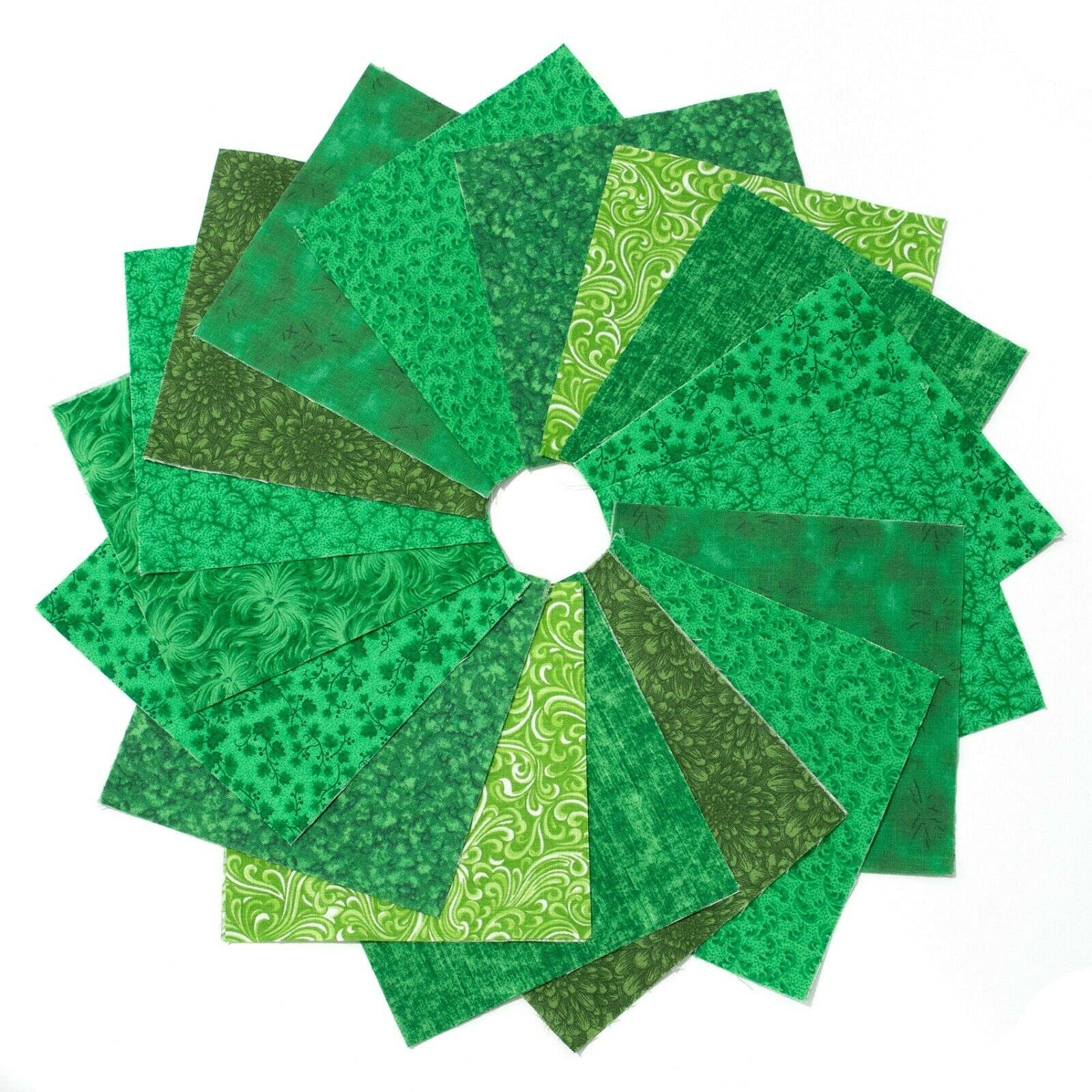 It's All Green 90-pc precut Charm Pack 5" Squares 100% Cotton Fabric Green Quilt