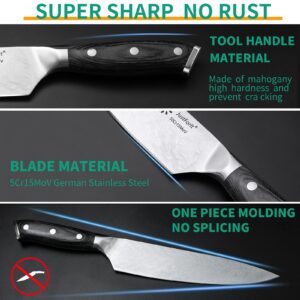 JUSTFORIT Chef Knife - 8 inch Pro Kitchen Knives - Ultra Sharp German High Carbon Stainless Steel Cooking Knife, Japanese Chopping Knife with Sheath and Ergonomic Handle and Gift Box