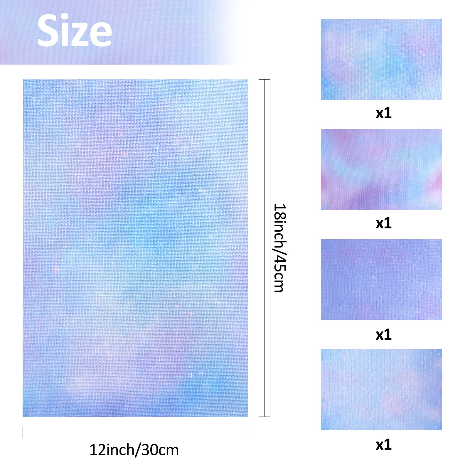 Pllieay 4 Pieces Printed Aida Cloth 14 Count Cross Stitch Fabric, Embroidery Cloth, 18 x 12 Inch, Starry Sky Printed Patterns