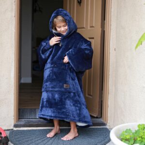 Catalonia Blanket Hoodie for Kids, Oversized Wearable Sherpa Sweatshirt Pullover for 7-16 yr Teens Youth, Kids Gift Idea