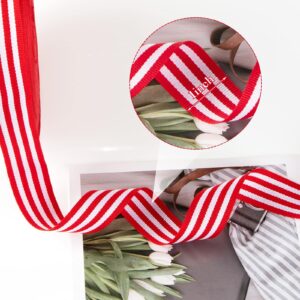 50 Yards Christmas Striped Ribbon 1 Inch Christmas Grosgrain Striped Ribbon for Christmas Gift Wrapping DIY Crafts Wrapping Ribbons Home Ornament Decoration(Red White)