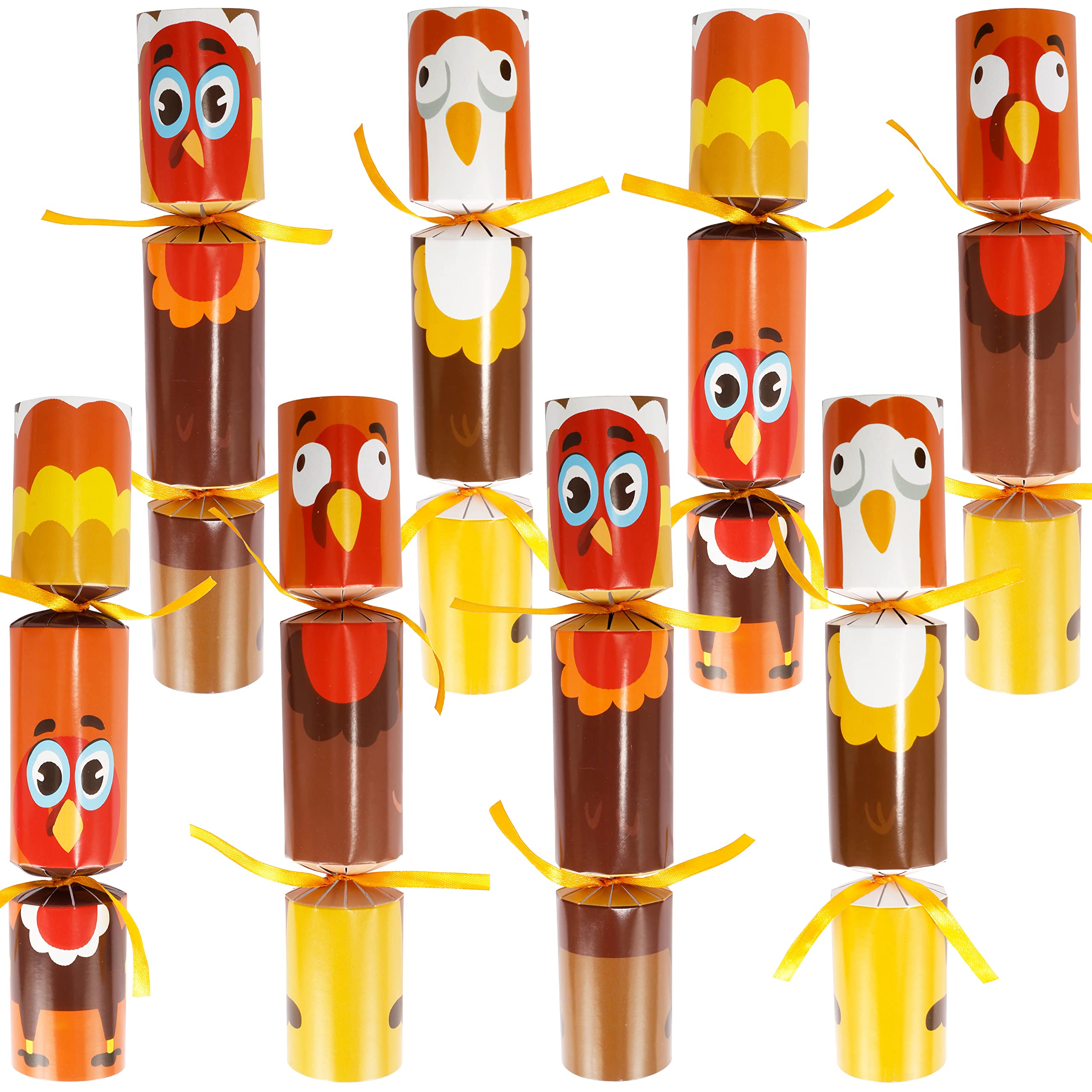 JOYIN 8 PACK Thanksgiving Party Favor,Turkey Style Thanksgiving Cracker,Party Games for Fall Holiday, No Snap Party Table Favor Set with Joke Dice & Gifts,Thanksgiving Holiday Cracker for Kids Adults