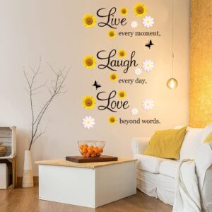 nspirational quotes wall stickers vinyl sunflower daisy wall decals removable motivational lettering positive sayings stickers live laugh love wall decor phases for kitchen bedroom living room home…