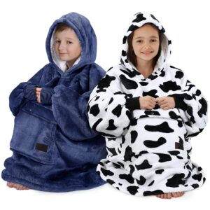 Catalonia Blanket Hoodie for Kids, Oversized Wearable Sherpa Sweatshirt Pullover for 7-16 yr Teens Youth, Kids Gift Idea