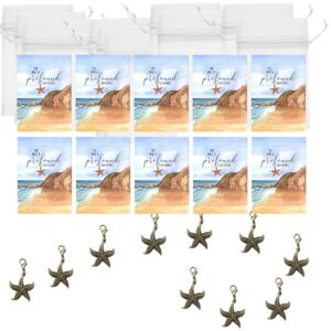 smiling wisdom - bulk 10 gift sets - the starfish story - you make a profound difference employee appreciation greeting card and bronze charm keepsakes (10 charms)