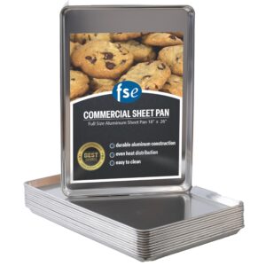 fse shp-26 commercial grade 20-gauge aluminum sheet pan/bun pan, measure oven (recommended), 18' l x 26' w x 1-1/8' h (full size), pack of 12