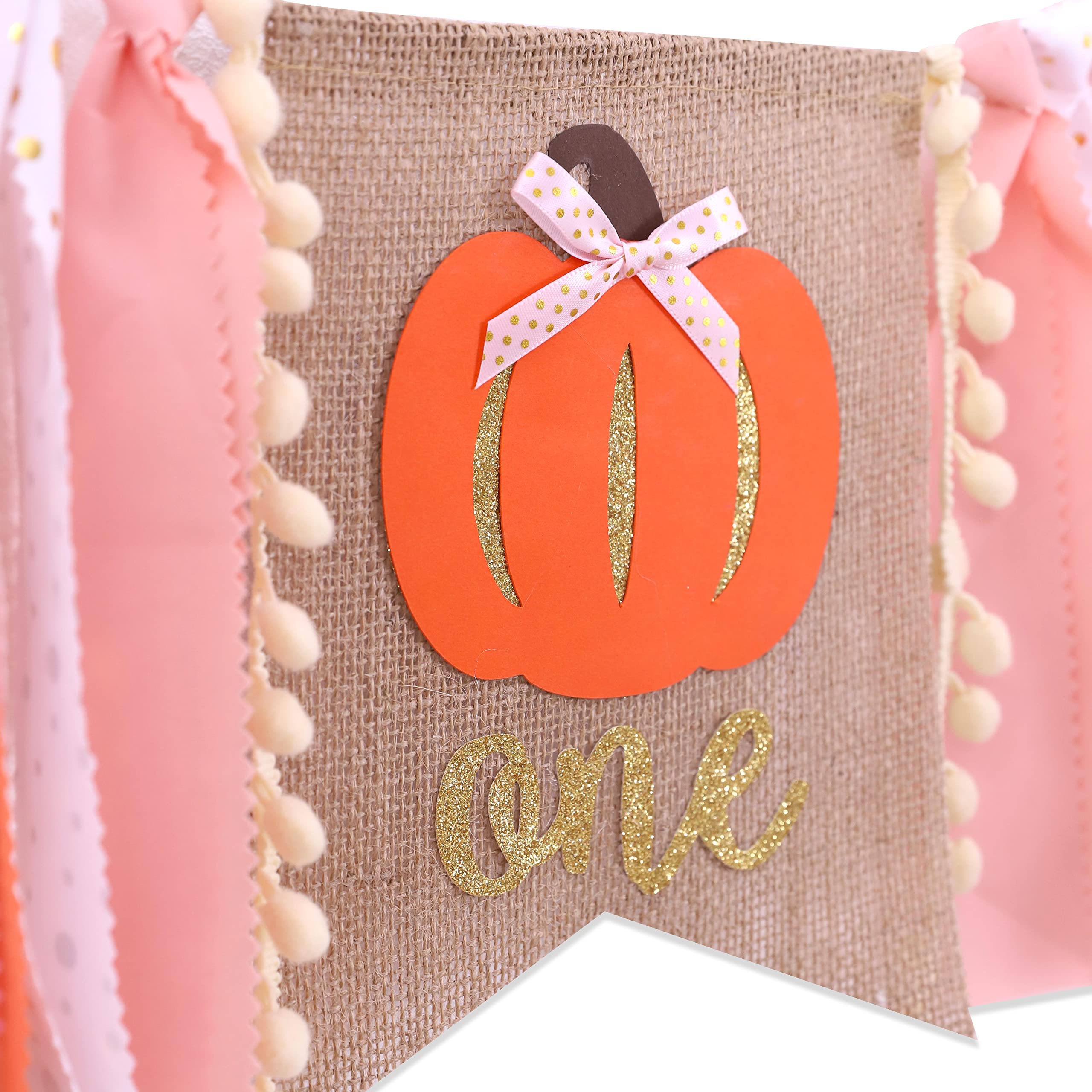 Pumpkin Highchair Banner for 1st Birthday - Little Pumpkin Banner, Pumpkin Birthday Party Decorations, Pink Orange First Birthday Banner, Baby Shower Decorations for Baby Girl