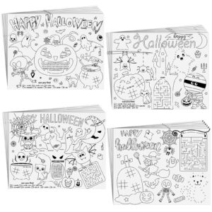 24 pieces halloween paper placemats halloween coloring paper placemats pumpkin ghost kitchen mats coloring activity paper table mats for halloween party home table supplies, 14 x 11 inches, 4 styles