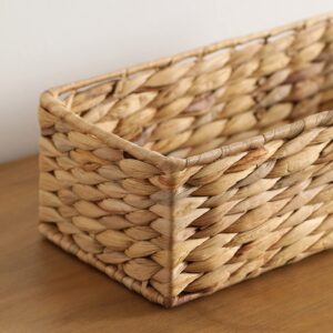 Motifeur Toilet Tank Top Storage - Bathroom Tray Hand-Woven Water Hyacinth Wicker Basket