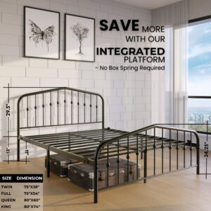 AMBEE21 Golden Gate Beds Washington Full Size Black Iron Bed Frame with Headboard Footboard Wrought Iron Heavy Duty Metal Platform Foundation Farmhouse Victorian Style 800 lbs Capacity CastleBeds