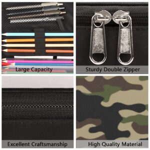 Green Camo Large Capacity Pencil Case, Navy Camouflage Pencil Pouch Pen Bag with Double Zipper, Statiry Pencil Box Pouch Holder Organizer for Office College School Students