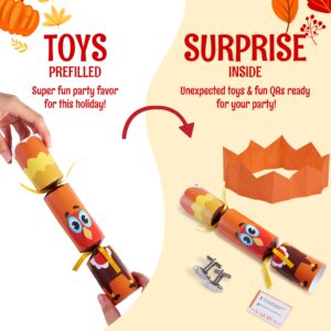 JOYIN 8 PACK Thanksgiving Party Favor,Turkey Style Thanksgiving Cracker,Party Games for Fall Holiday, No Snap Party Table Favor Set with Joke Dice & Gifts,Thanksgiving Holiday Cracker for Kids Adults