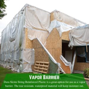 Farm Plastic Supply - Dura Skrim String Reinforced Clear Plastic Sheeting - 6 Mil - (20' x 100') - Reinforced Poly Film Tear Resistant, Weatherproof, Vapor Barrier Polyethylene Roll for Construction