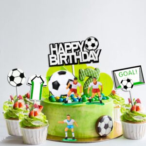 Soccer Ball Cake Topper Decorations For Theme Party, Football Player, Men, Boy, Birthday, Sport Supplies, 14 PCS