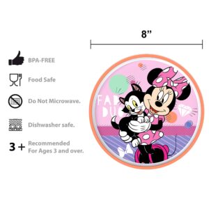 zak! 5-Piece Dinnerware Set, Disney Minnie Mouse - Durable Plastic & Stainless Steel - Includes Water Bottle, 8-Inch Plate, 6-Inch Bowl, Fork & Spoon - Suitable for Kids Ages 3+