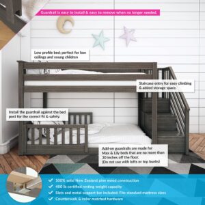 Max & Lily Low Bunk with Stairs and Two Guard Rails, Clay