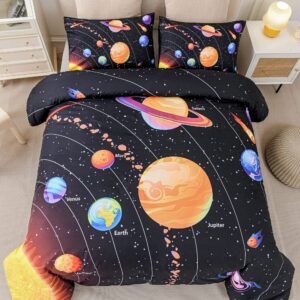 ylehoc twin bedding sets for boys girls solar system comforter set outer space bedding set 3 pieces 1 space comforter twin and 2 pillow cases kids ultra-soft microfiber all seasons for bedroom sofa