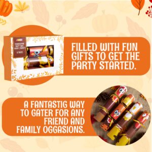 JOYIN 8 PACK Thanksgiving Party Favor,Turkey Style Thanksgiving Cracker,Party Games for Fall Holiday, No Snap Party Table Favor Set with Joke Dice & Gifts,Thanksgiving Holiday Cracker for Kids Adults