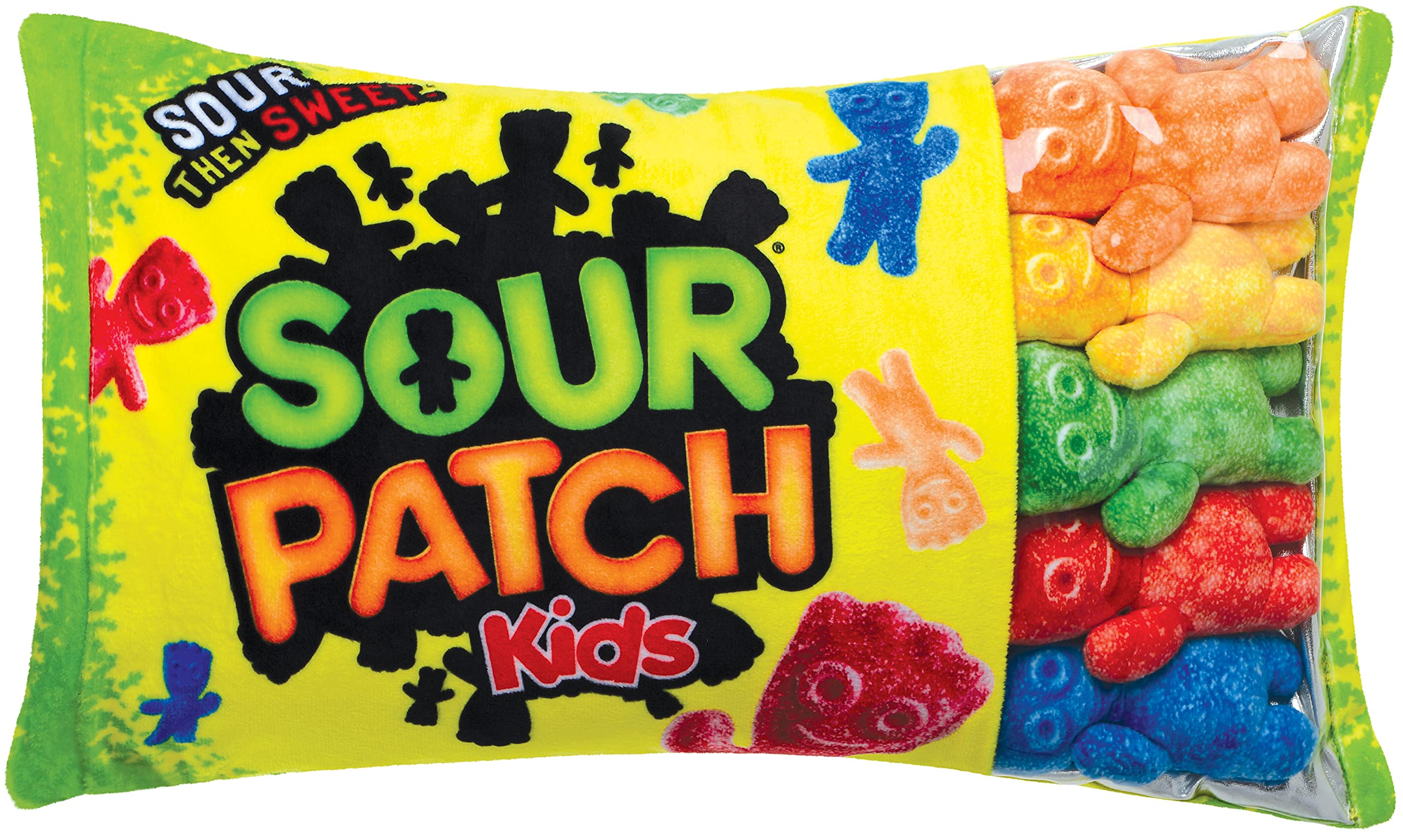 iscream Sour Patch Kids Package 18" x 12" Pillow Set with Mini SPK Candy Pillows