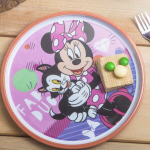 zak! 5-Piece Dinnerware Set, Disney Minnie Mouse - Durable Plastic & Stainless Steel - Includes Water Bottle, 8-Inch Plate, 6-Inch Bowl, Fork & Spoon - Suitable for Kids Ages 3+