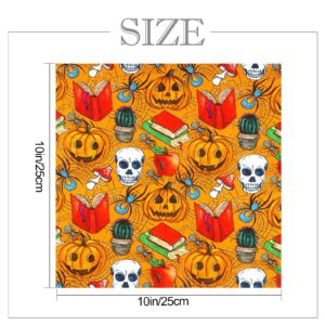 LUTER 10pcs 10x10inch Halloween Theme Fabric, Halloween Fat Quarter Pure Cotton Fabric Bundle for DIY Decorations Sewing Crafts Festival Series Supplies Patchwork