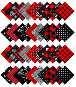 soimoi check print precut 5-inch cotton fabric quilting squares charm pack diy patchwork sewing craft- red