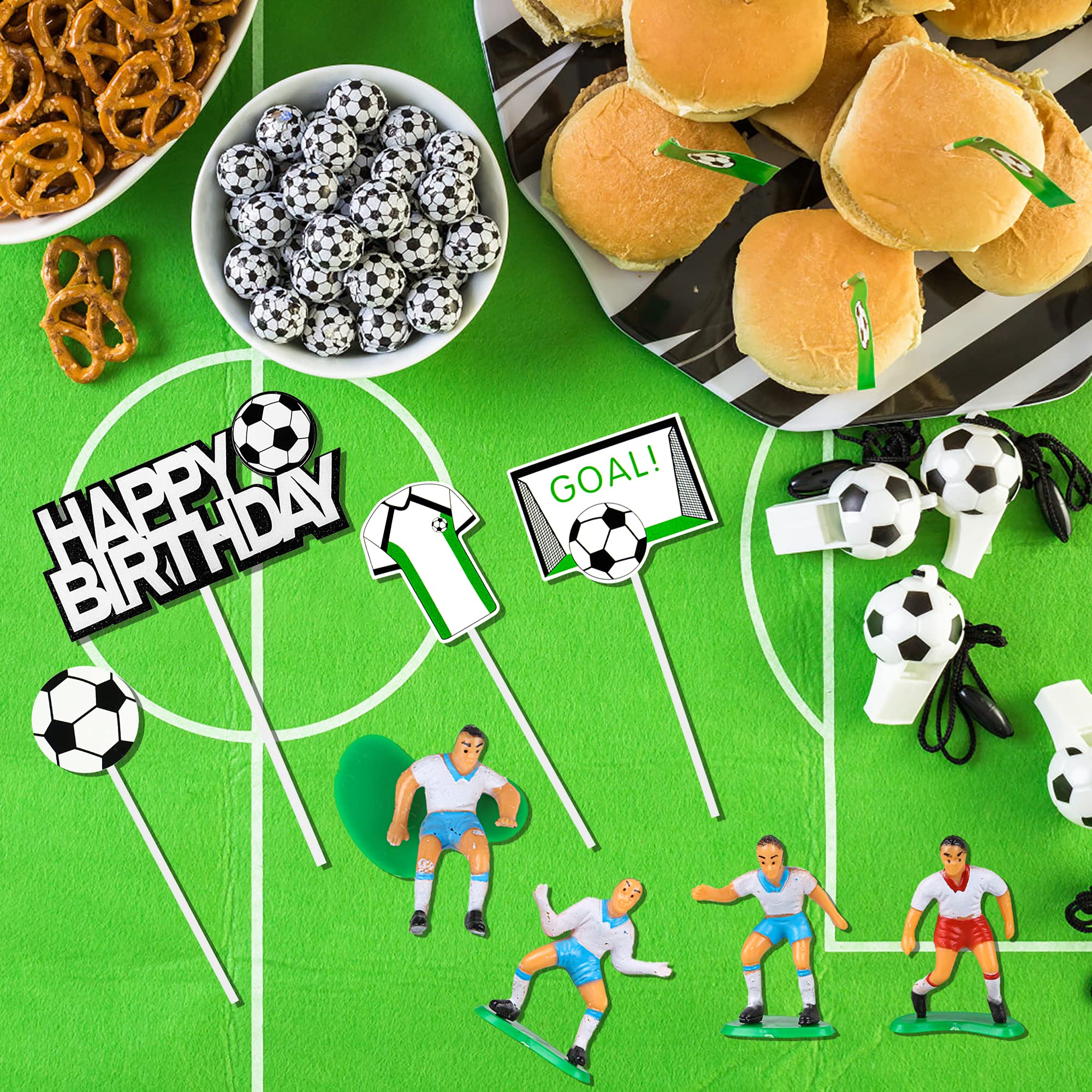 Soccer Ball Cake Topper Decorations For Theme Party, Football Player, Men, Boy, Birthday, Sport Supplies, 14 PCS