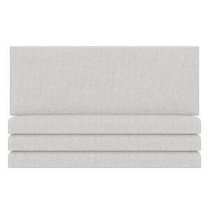 Jaxx Panelist Modern Padded Headboard – Set of 4 Wall Mounted Panels - Queen, Limestone Grey Microvelvet