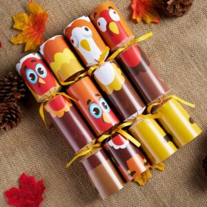 JOYIN 8 PACK Thanksgiving Party Favor,Turkey Style Thanksgiving Cracker,Party Games for Fall Holiday, No Snap Party Table Favor Set with Joke Dice & Gifts,Thanksgiving Holiday Cracker for Kids Adults