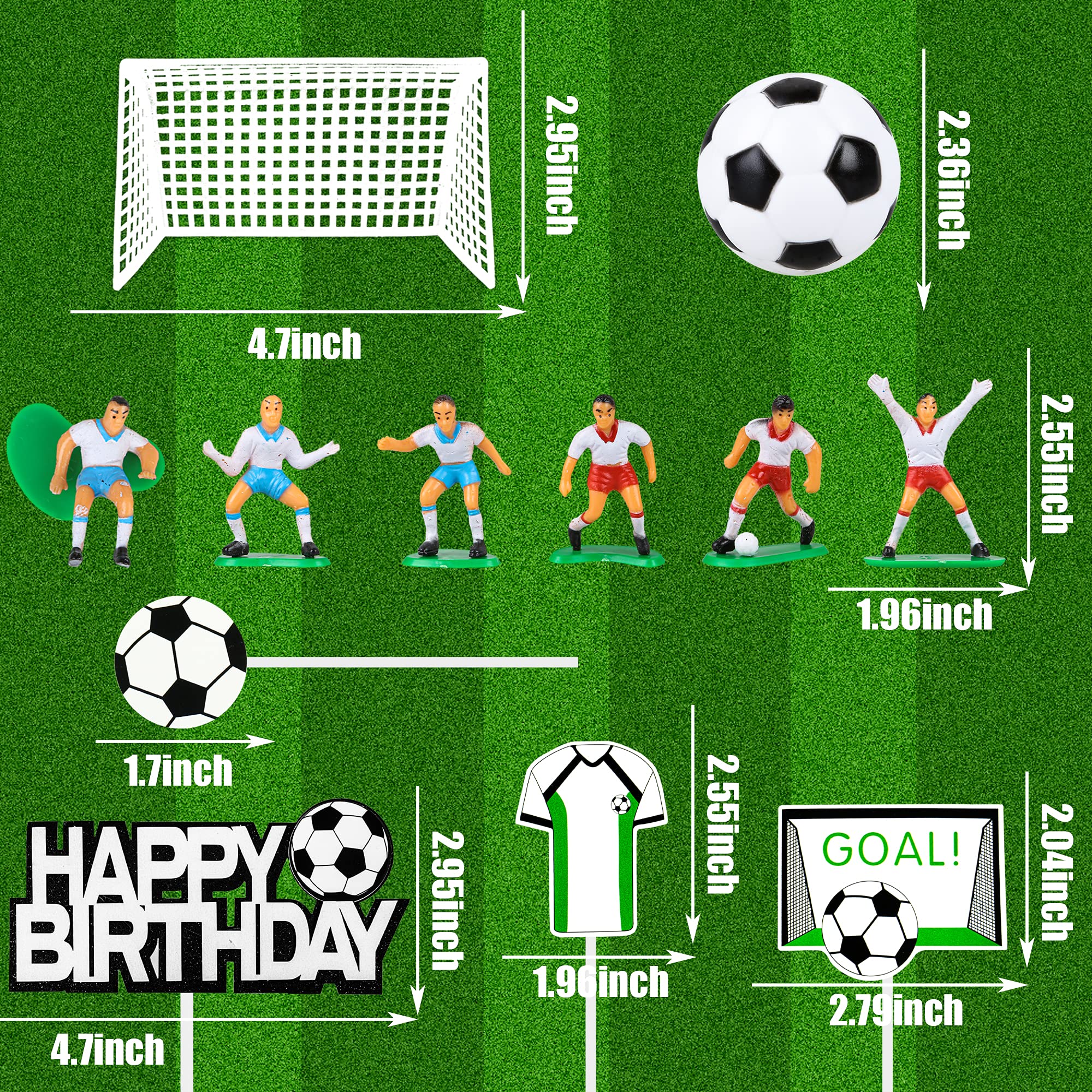 Soccer Ball Cake Topper Decorations For Theme Party, Football Player, Men, Boy, Birthday, Sport Supplies, 14 PCS