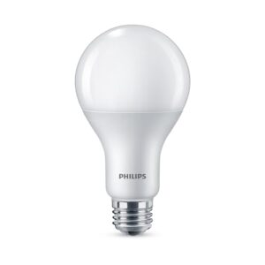 philips led frosted flicker-free a21 light bulb, dimmable warm glow effect, eyecomfort technology, 2610 lumen, 2700-2200k, 29w=150w, e26 base, pack of 1