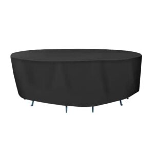 Patio Medium Waterproof Round Oval Table & Chair Cover - Outdoor Patio Table Chair Combo Washable - Heavy Duty Furniture 100x80x30 Inch Combo Cover