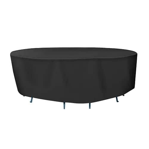 Patio Medium Waterproof Round Oval Table & Chair Cover - Outdoor Patio Table Chair Combo Washable - Heavy Duty Furniture 100x80x30 Inch Combo Cover