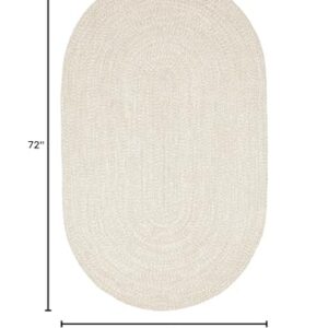 Superior Reversible Braided Indoor/Outdoor Area Rug, 4' x 6', Cream-White