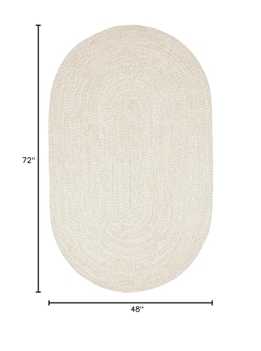 Superior Reversible Braided Indoor/Outdoor Area Rug, 4' x 6', Cream-White