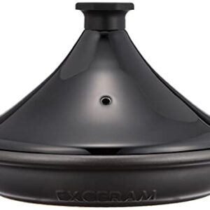 Toyo Ceramic Arita Pot, Tagine Pot, Approx. 8.3 inches (21 cm), Microwave Safe, Direct Fire, Mt. Fuji, Black, Made in Japan