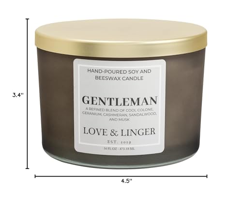 Candles for Men | Masculine Candles | Luxury Soy & Beeswax Candles for Home | 16 oz. Large Jar 3 Wick Candle | Black Tie Candle | Mens Candle | Cologne Candle