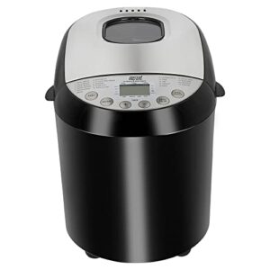 AMERICAN MICRONIC- Bread Maker with 19 Pre-Programmed Menus including Gluten free, 3 Crust Colors, LCD Display, and 550W Power, Stainless Steel top- Model AMI-BM3-550WDx (Black & Steel)