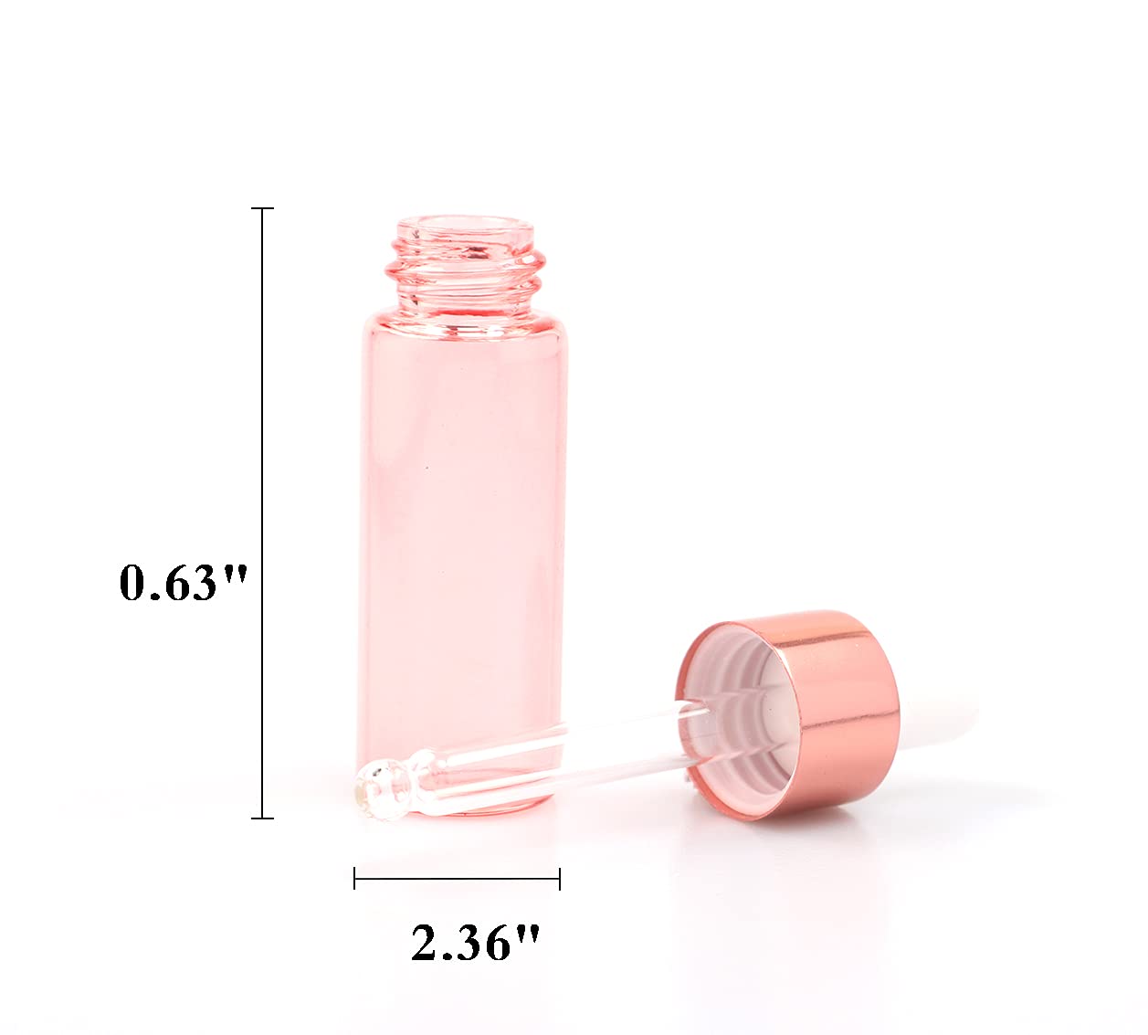 Furnido 35 Pack,1/6 oz(5ml) Pink Essential Oils Dropper Bottle,Empty Glass Sample Vials with Glass Tube,Rose-Golden Caps For Travel,Perfume Aromatherapy Liquid Container-Dropper&Funnel Included