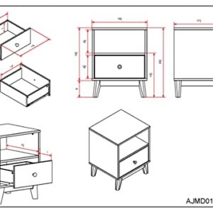 Alaterre Furniture MOD 19 1/2" W One Drawer Nightstand