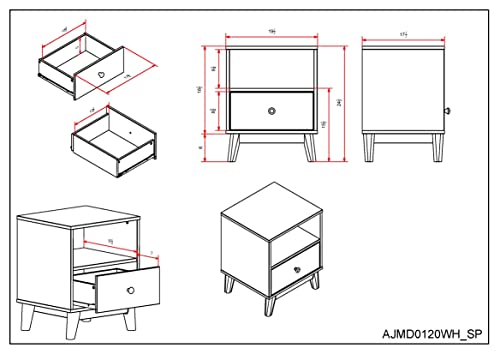 Alaterre Furniture MOD 19 1/2" W One Drawer Nightstand