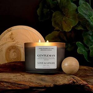 Candles for Men | Masculine Candles | Luxury Soy & Beeswax Candles for Home | 16 oz. Large Jar 3 Wick Candle | Black Tie Candle | Mens Candle | Cologne Candle