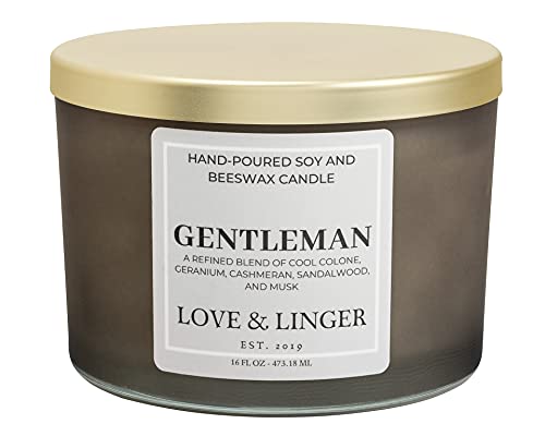 Candles for Men | Masculine Candles | Luxury Soy & Beeswax Candles for Home | 16 oz. Large Jar 3 Wick Candle | Black Tie Candle | Mens Candle | Cologne Candle