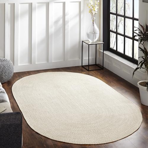 Superior Reversible Braided Indoor/Outdoor Area Rug, 4' x 6', Cream-White