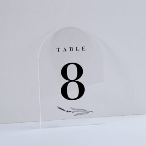 UNIQOOO 20 Pcs Acrylic 5x7 Clear Arch Table Sign for Wedding, 1/8 in Thick, DIY Blank Arch Sign Sheet Perfect for Decoration, Party,Anniversary, Event, Base NOT Included