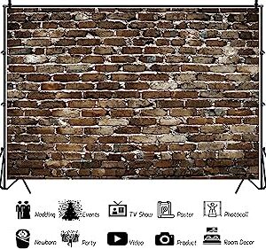 YYNXSY 7x5FT Brown Brick Wall Background Brick Background Large Fabric Brick Photo Background Baby Shower Birthday Party Wedding Graduation Home Decoration Photo Booth Props Banner YY-5