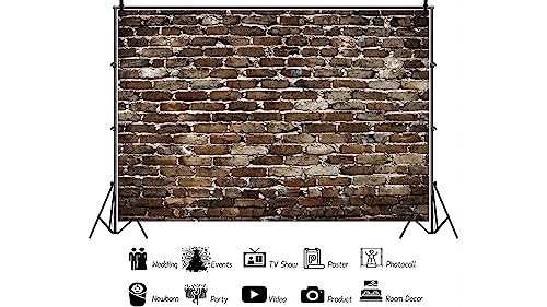 YYNXSY 7x5FT Brown Brick Wall Background Brick Background Large Fabric Brick Photo Background Baby Shower Birthday Party Wedding Graduation Home Decoration Photo Booth Props Banner YY-5