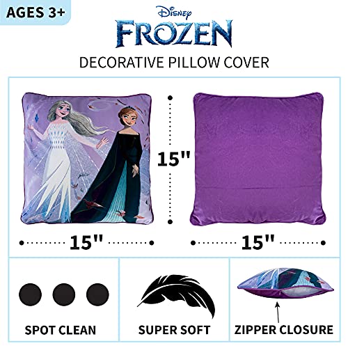 Franco Kids Bedding Soft Decorative Pillow Cover, 15 in x 15 in, Disney Frozen 2