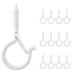 beheno 12 pcs ceiling hooks for hanging plants, q hanger screw hooks for outdoor string lights wind chimes, cup hooks with safety buckle, 2.2 inches