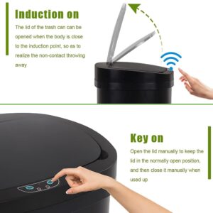 Kitchen Trash Can 13.2 Gallon Garbage Can with Odor Control System, Automatic Touch Motion Sensor Trash bin with Lid, Stainless Steel Silent Waste Bin for Home Office Bedroom, 50 Liter (Black)